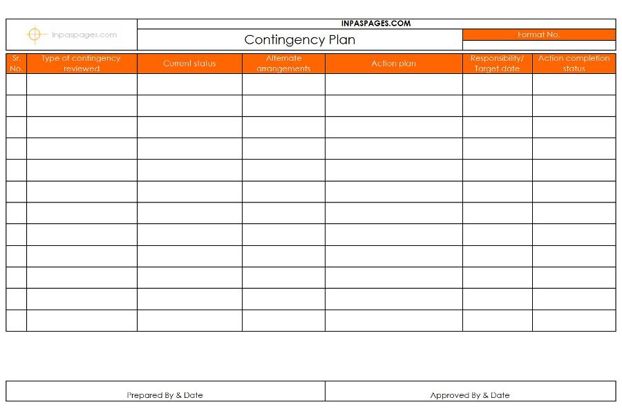 Contingency Plan Format Word PDF Report
